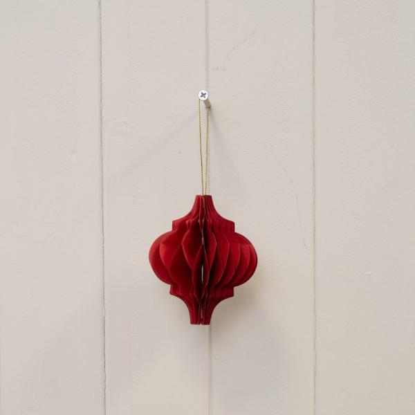 Set of 3 Deep Red Spinning Top Baubles - Woodmeadow Garden Centre