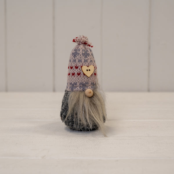 Grey Fabric Gonk with Patterned Hat and Heart (10cm) - Woodmeadow ...