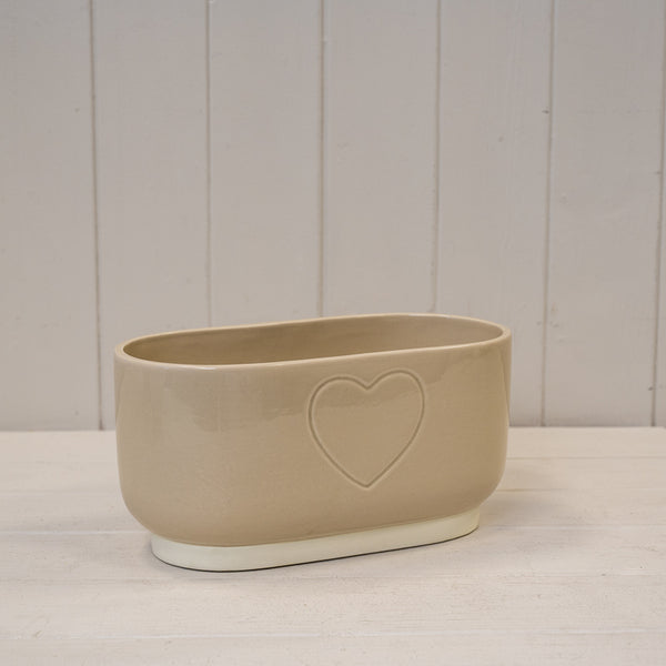 Cream Debossed Heart Trough TD25x13cm H12.5cm B21x9cm - Woodmeadow ...