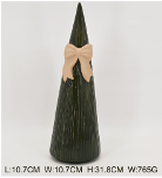 Large Forest Green Striped Tree with Bow Detail - Woodmeadow Garden Centre